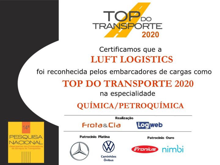 Luft Logistics é reconhecida como Top do Transporte 2020 – Luft Logistics